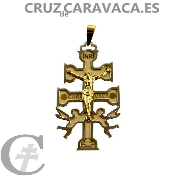 CRUZ DE CARAVACA CON ÁNGELES BICOLOR